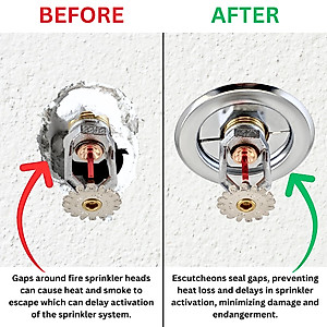 Recessed Fire Sprinkler Escutcheon 1/2 in. IPS - 2 Piece in Chrome - Depth Adjustment Range up to 3/4 in. for Fire Sprinkler Trim