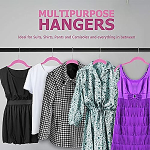 ATZJOY Velvet Shirt Hangers 30 Pack Non Slip Clothes Hangers Ultra Slim Space Saving Clothing Hangers for Coats, Suit, Shirt, Pants & Dress Clothes(Pink)