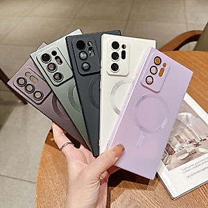 phylla for Samsung Galaxy Note 20 Ultra Phone case [Compatible with MagSafe] [Full Camera Protection Slim] Luxury Magnetic Solid Color Cover Soft Silicone Bumper for Note 20 Ultra 5g 6.9" (Black)