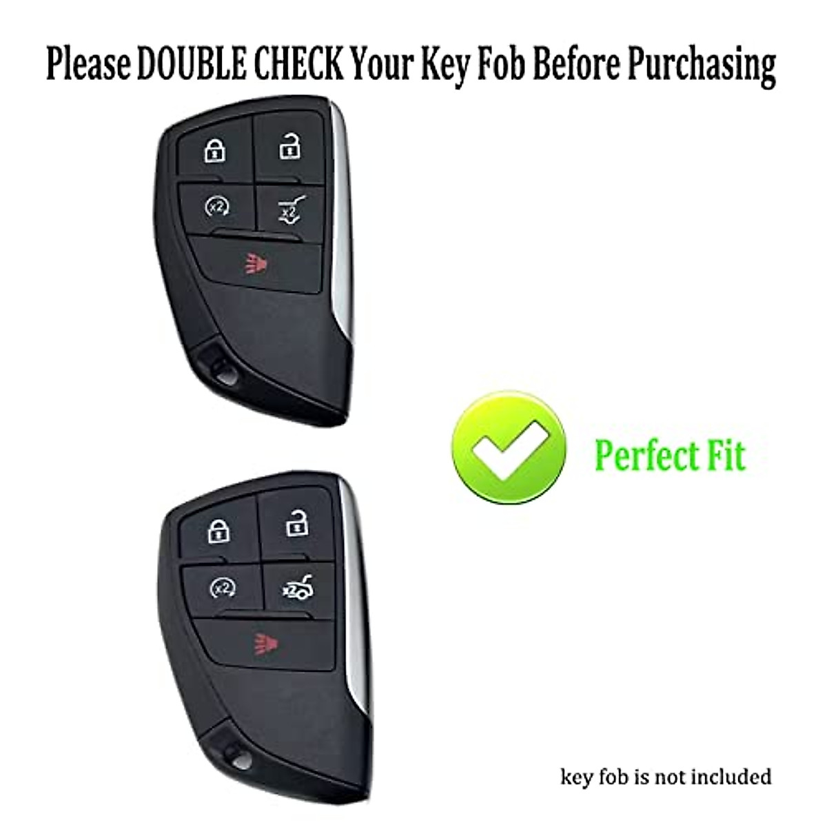 TPU Protective Key Fob Cover Case Compatible with GMC Yukon Buick Envision 2021 2022 Chevrolet Suburban Tahoe Keyless Entry Remote Key Fob (White)