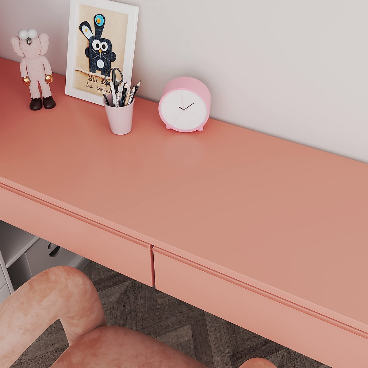 YENHOME Coral Pink Wallpaper Pink Peel and Stick Wallpaper for Bedroom Kitchen Self Adhesive Pink Contact Paper for Desk Cabinet Wall Removable Wall Paper Pull and Stick on Wallpaper 17.7X200