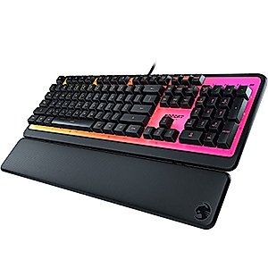 ROCCAT Magma Silent Membrane Switch PC Gaming Keyboard with 5 Zone/10 LED AIMO RGB Top Plate and Detachable Palm Rest - Black