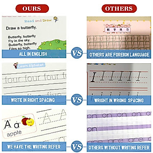 4 PCS Magic Practice Copybook for Kids, Handwriting English Reusable Magical Ink Practice Copy Books for Kids Preschools Tracing Book Letter Writing Book