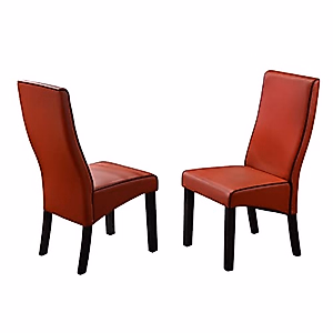 Kings Brand Furniture Upholstered Parson Chair (Set of 2), Red