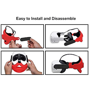 TNE Headband for Oculus Quest 2/Meta Quest 3 Headset Virtual Reality VR | Replacement Accessories for Quest 2/3 Elite Head Strap Reduce Head Pressure, Enhanced Support, Large Cushion (Red)