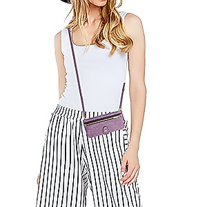 UEEBAI Crossbody Wallet Case for Samsung Galaxy A53 5G, 9 Card Slots Adjustable Crossbody Zipper Cover Detachable Lanyard Strap Flip Case with Hand Strap Kickstand Case - Purple