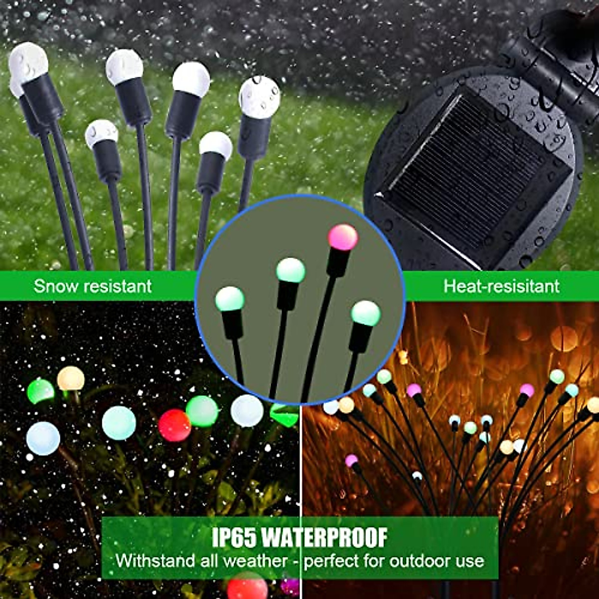 Leleecoo Solar Lights Outdoor Decorative, Garden Lights Solar Powered Waterproof, 6 LED Light Bulbs Vibrant Garden Solar Lights, Fairy Lights Yard Decorations Outdoor 2 Pack