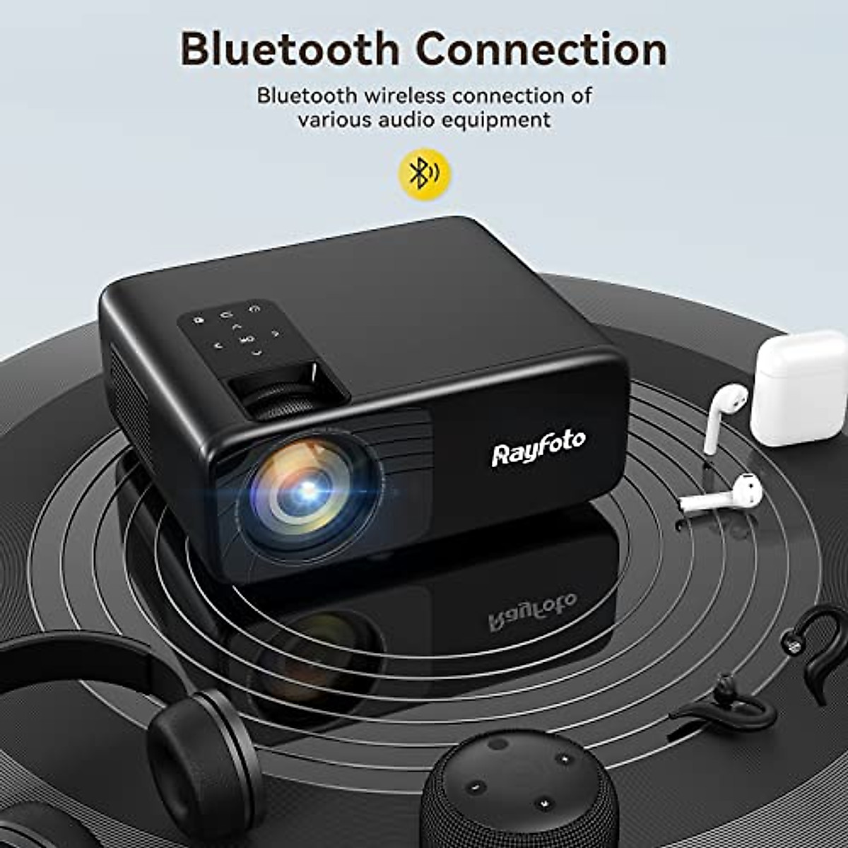 WiFi Bluetooth Projector, Rayfoto 9500L HD Native 1080P Projector, 4K Support Outdoor Movie Projector, Home Projector Compatible with TV Stick, PC, DVD, Laptop / Extra Bag Included, RD-881