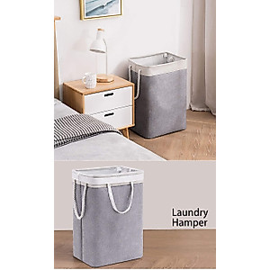 Large Laundry basket with lid Laundry basket Clothes Organizer with Handles and Lid Freestanding Foldable Hamper for clothes and blankets Storage organizer with Removable bag and Bra wash Bag