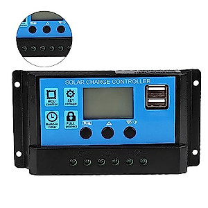 Aramox Solar Charge Controller, 12V-24V MPPT Solar Battery Solar Charge Controller PWM Controller 60A/50A/40A/30A/20A/10A(60A)