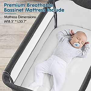 SYCYH Baby Bassinet Bedside Sleeper Easy to Assemble Portable Co-Sleep Bedside Crib for Newborn Infant, Two-Side Safe Breathable Mesh Design