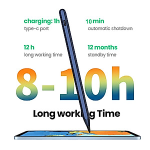 Stylus Pen for Apple iPad 13/12.9/11-inch, iPad Air M2 2024 for 13/11-inch, iPad Pro Pencil 3/4/5/6th Generation, iPad 10th-6th Gen, Compatible (2018-2024) with Fast Charging & Palm Rejection