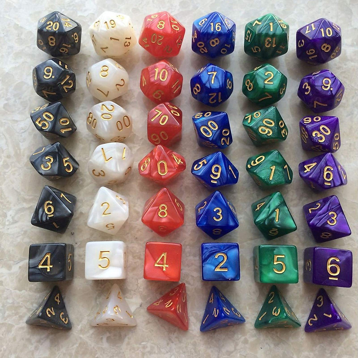 7Pcs Multicolor Polyhedral Numbers Dice for Party Table Board Game