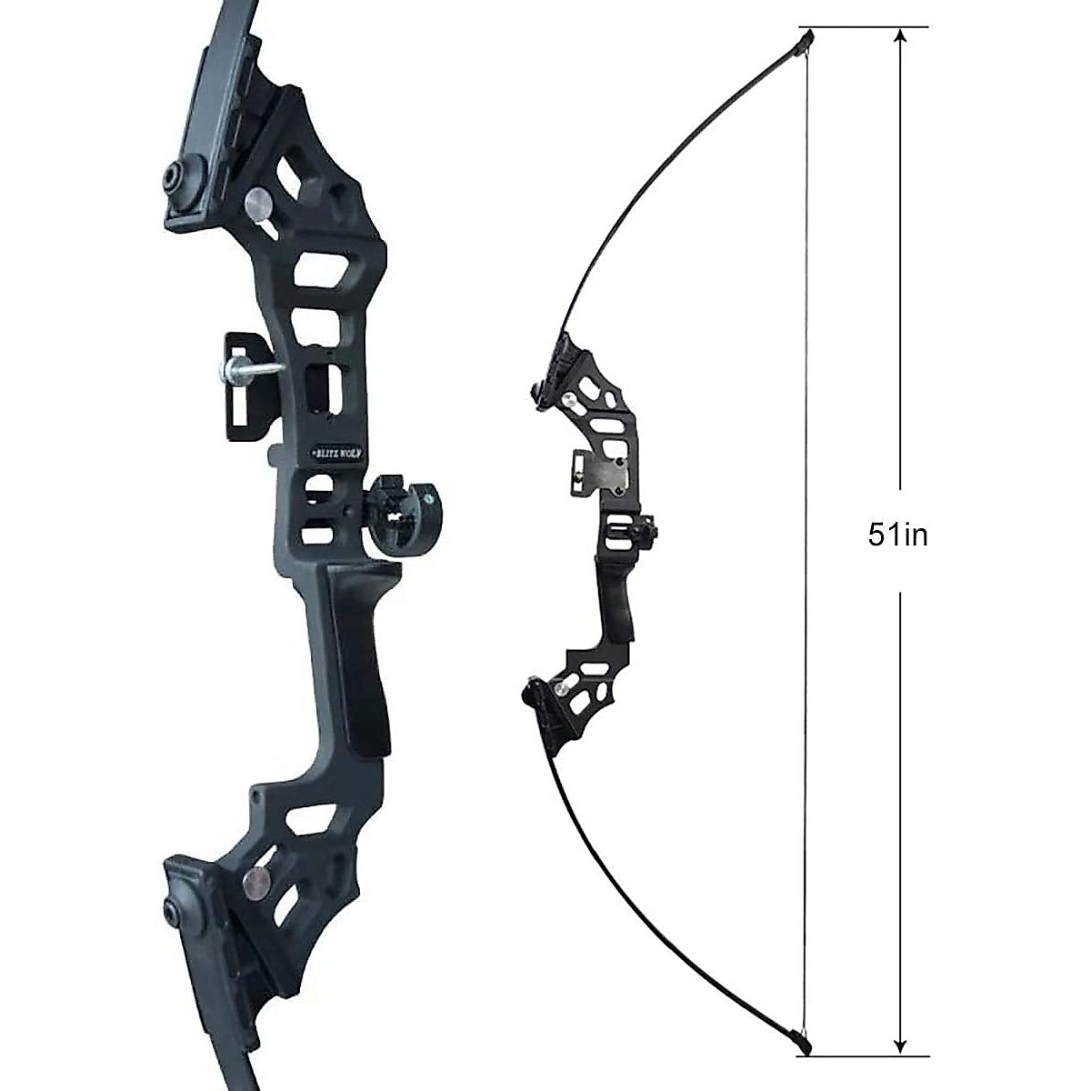 BZTANG 51" Bow and Arrow for Adults Archery Recurve Bow Takedown Straight Bow Hunting Longbow with Arrows Quiver Metal Riser Right Hand for Target Shooting Practice (40LBS, Black)