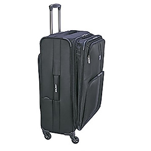 DELSEY Paris Sky Max Softside Expandable Luggage with Spinner Wheels, Black, Checked-Medium 25 Inch