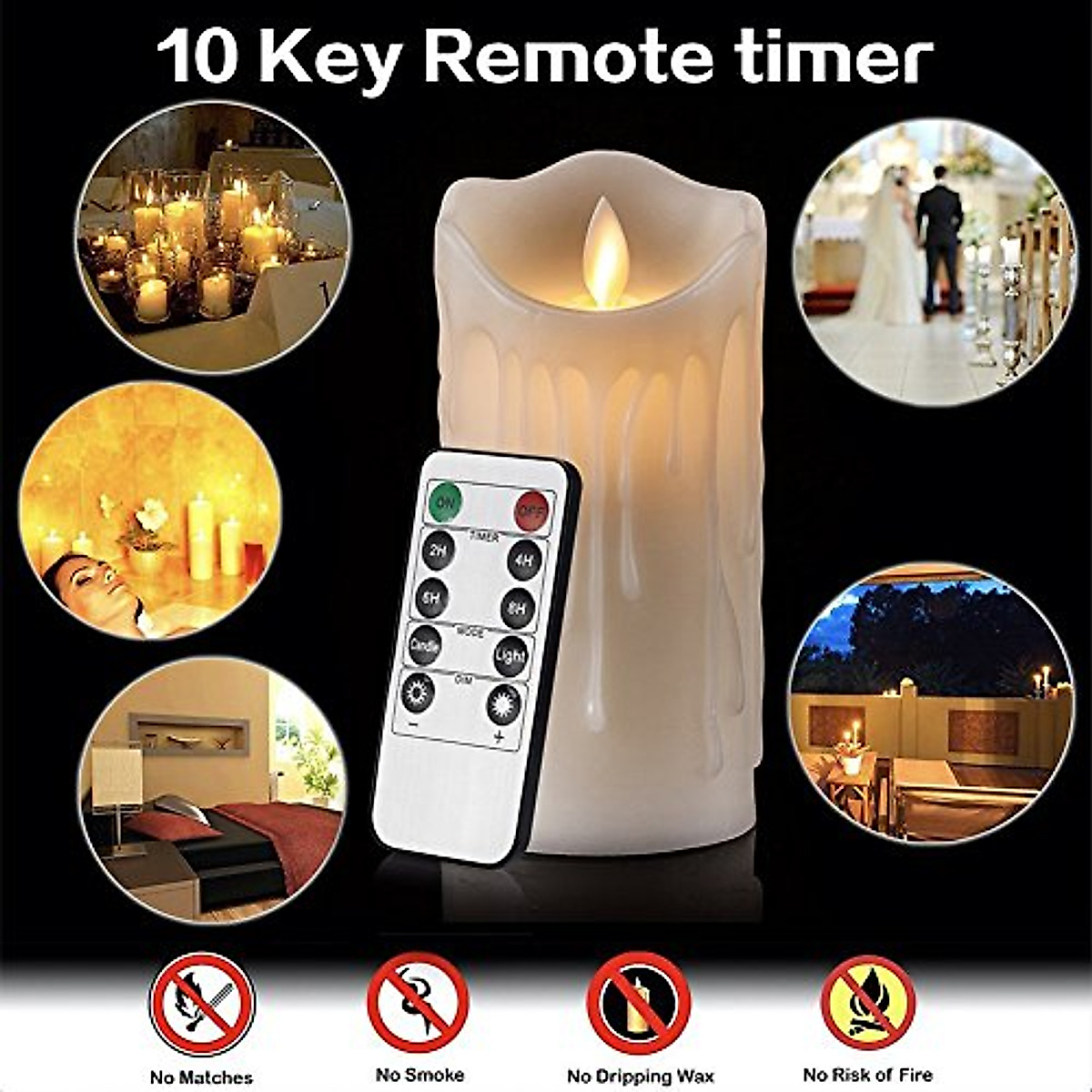 Bello Luna 5.9in LED Wickless Candle Tear Wave Shaped Rechargeable and Environmental Flickering Candle with Remote Control