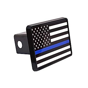 Thin Blue Line Flag Trailer Hitch Cover Plug US Blue Lives Matter Police Officer Law Enforcement