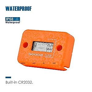 Runleader Digital Mini Tach Hour Meter,TOT Hours Accumulate,Real-time RPM Display,Battery Operation for ZTR Lawn Mower Tractor Generator Outboard ATV Chainsaw Marine Snowblower. (Orange)