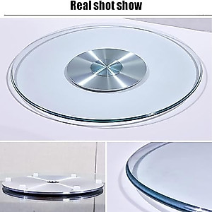 Dining Table Top Serving Plate, Round Glass Turntable Lazy Susan with Silent Bearings, 360° Smooth Rotating Serving Plate, for Kitchen Rotating Serving Plate ( Color : Clear , Size : 80cm (31.5inch) )