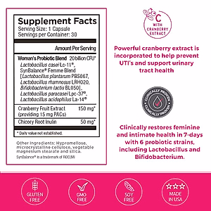 Omax Health Prebiotics and Probiotics Complex for Women, pH Balance, Vag Health, Urinary Tract, Yeast & BV Prevention, Lactobacillus & Bifidobacterium | Vegan, Organic, Gluten Free