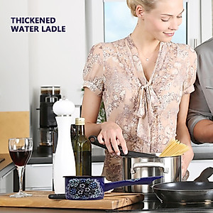 Cabilock Enamel Milk Pan, Mini Butter Warmer Pot Enameled Saucepan Small Enamelware Pot with Handle for Heating Milk Melting Butter Boiling Water Blue