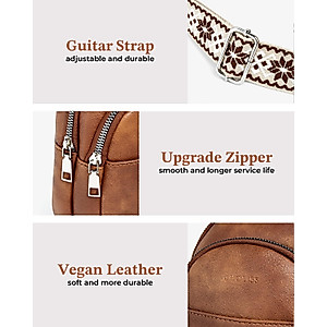 CHOLISS Small Sling Bag for Women Leather Crossbody Fanny Packs Chest Bag for Women, Brown