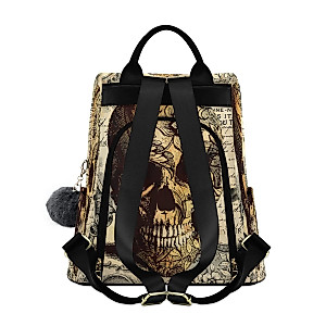 ALAZA Day of the Dead Skull Flower Women Backpack Anti Theft Back Pack Shoulder Fashion Bag Purse