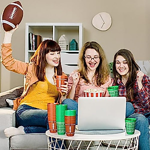 Nuenen 16 oz Football Plastic Cups Football Party Cup Favors Set Football Theme Reusable Cups Plastic Frosted Cup for Football Theme Party Supplies Kids Game Birthday Decorations(24 Counts)