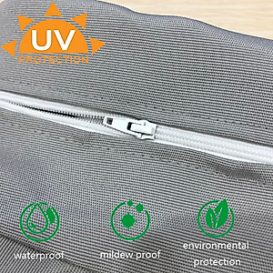 FLYMEI Patio Cushion Covers 20x20x2 Waterproof Outdoor Cushion Cover Replacement 4Packs Outdoor Seat Cushion Slipcover for Outdoor Rattan Chair Sofa, Grey