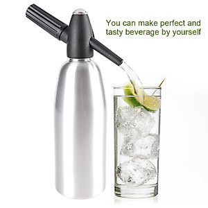 1 Liter Soda Maker,Home Soda Water Siphon Alloy Soda Sparkling Water Maker Fizzy Soda Machine for Fresh Soda Water, Cocktails, Hard Seltzers(Silver)