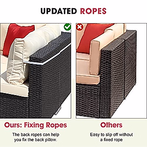 KAWIVAST Updated-7 Piece Patio Furniture Set, Sectional Sets, Patio Sectional Sofa, PE Wicker Patio Furniture Set, Outdoor Rattan Sectional Sofa, Patio Conversation Sets