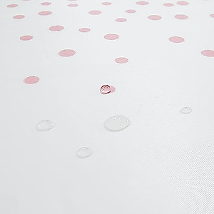 Mulbozy 2 Pcs Rose Pink Dot White Plastic Tablecloth for Rectangle Table, Rose Pink Dot Confetti Party Table Covers for Baby Shower, Wedding, Anniversary, Birthday Party Decoration, 54 × 108 inches