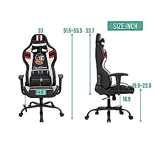 Gaming Chair Massage Office Chair Racing Computer Chair with Lumbar Support Headrest Armrest Task Rolling Swivel Ergonomic PU Leather Adjustable Desk Chair