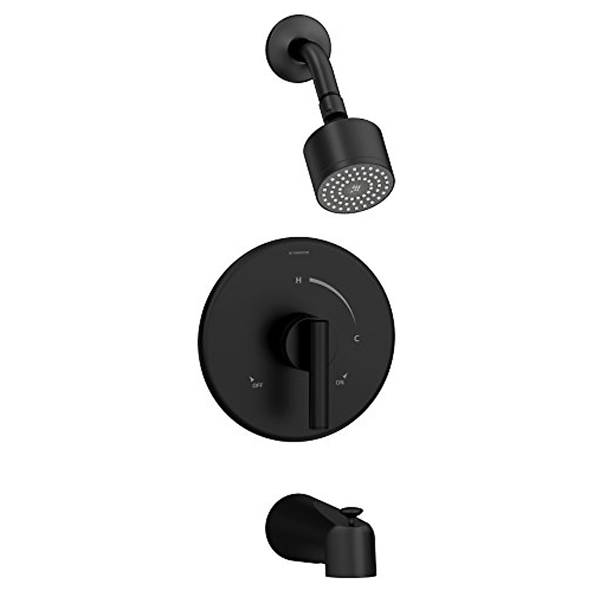 Symmons 3502-CYL-B-MB-1.5-TRM Dia Single Handle 1-Spray Tub and Shower Faucet Trim with Brass Escutcheon in Matte Black - 1.5 GPM (Valve Not Included)