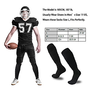 YYXR Black Football Socks Non Slip Extra Long Compression Socks Men Soccer Socks Knee High Scrunchie Athletic Tube Socks