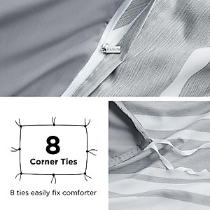 Bedsure Queen Duvet Cover Grey White Striped - Super Soft Cationic Dyed Duvet Cover for Kids with Zipper Closure, 3 Pieces, Includes 1 Reversible Duvet Cover (90"x90") & 2 Pillow Shams, NO Comforter