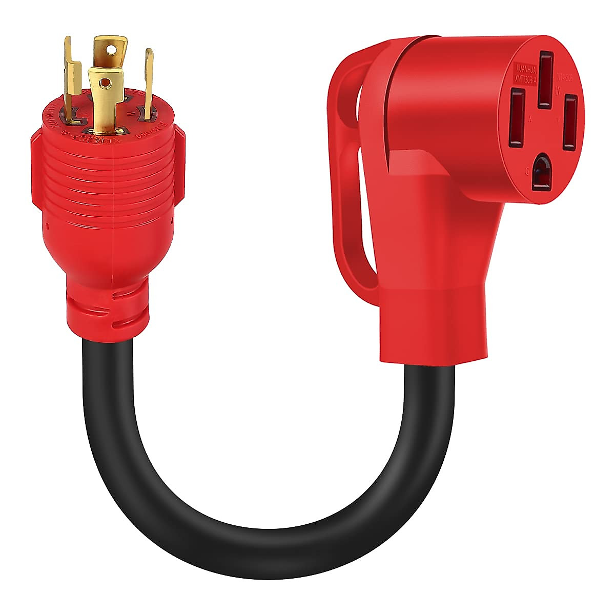 13 Inch 30 Amp to 50 Amp RV/EV Generator Adapter Cord with Grip Handle,4-Prong L14-30P Twist Lock Male to 14-50R Female,10 AWG Heavy Duty STW for Generator to RV Trailer Camper and EV Charging