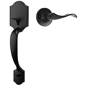 goldenwarm Black Front Door Handle, Entry Door Handle and Reversible Handle Lever, Single Cylinder Front Door Handle Only, Matte Black Front Door Entry Handleset, Entry Way Door Handle