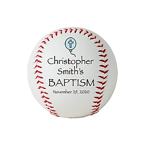 Personalized Baptism Baseball, Custom Baptism Baseball, Christening Keepsake (Blue)