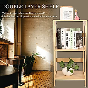 Bookcase Shelf 3 Tier, Small Bookshelf Organizer for Bedroom, Narrow End Table Side Table with Storage Shelves for Books Home Office, Chestnut