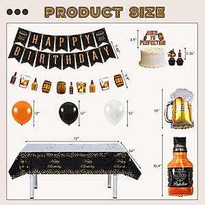 Whiskey Birthday Party Decorations for Men Aged to Perfection Party Supplies Include Birthday Banner Whiskey Garland Tablecloth Cake Toppers Foil Balloons for Whiskey Party Decorations for Dad Daddy