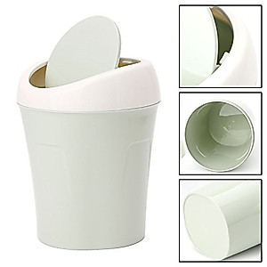 Beerty Mini Desktop Garbage Can Waste Basket Lightweight Trash Can with Lid Dustbin Container Box for Home Office Kitchen(Green)