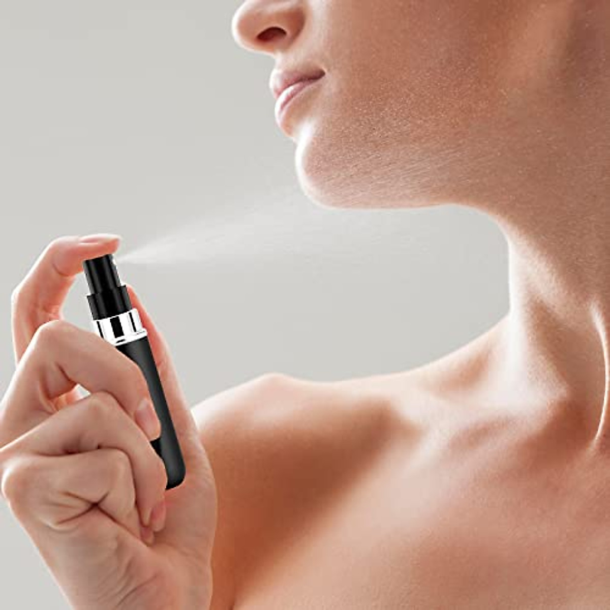 Soleebee Portable Refillable Perfume Atomizer Bottles, Mini Matte Atomizer Perfume Bottles, Refillable Perfume Spray Dispensers, Scent Pump Case, Travel Size Perfume Spray Bottle 5ml/0.2oz (4 Pcs Black)