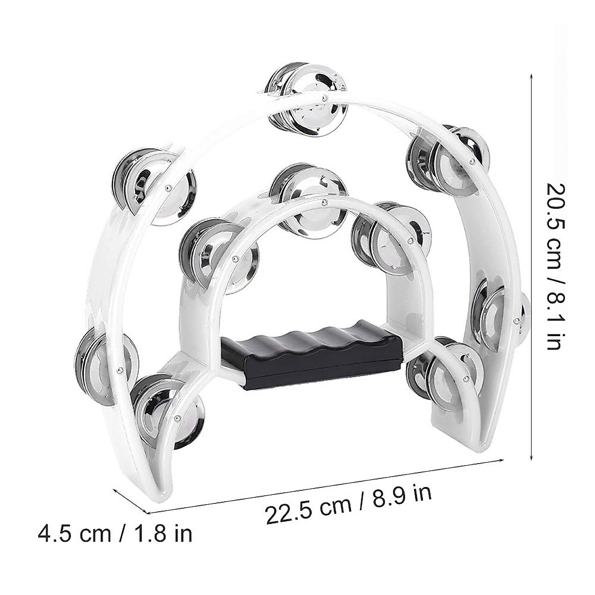 Double Jingles Tambourine, Plastic And Metal Eco-Friendly Material Percussion, Delicate Workmanship Good Texture for Friends(White)