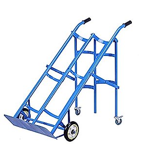 Portable Folding Handcart Oxygen Cylinder Trolleys Propane Acetylene Bottle Trolleys 40-Liter Double-Bottles with Brackets Multi Function Folding Handcart (Color : Silver, Size : 1.4x0.35m)