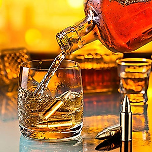 Eligara Whiskey Stones Set - Wooden Crate (6 pcs), Stainless Steel Ice Cubes Cooling Whisky Rocks - Scotch Gifts for Him Dad Boyfriend Husband