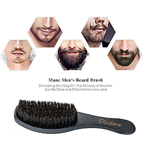 Beard Brush for Men,Boar Bristle Beard Grooming Brush, with Handle 8 Inches Long