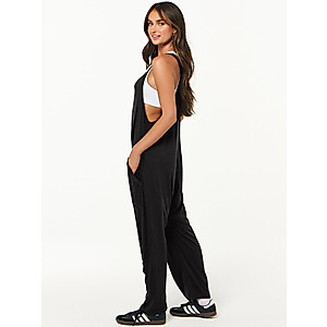 ANRABESS Jumpsuits for Women Casual Summer Overalls Sleeveless Spaghetti Strap Romper Jumpers Trendy Beach Vacation Outfits Black Large