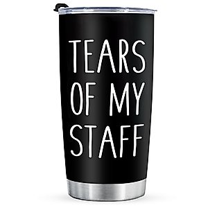 Shqiueos Funny Boss Christmas Gifts-Tears of My Staff 20 Oz Stainless Steel Tumbler Cup, Birthday Gifts for Boss, Boss Lady, Employer, Principal, Boss Day Gifts for Office Men Women