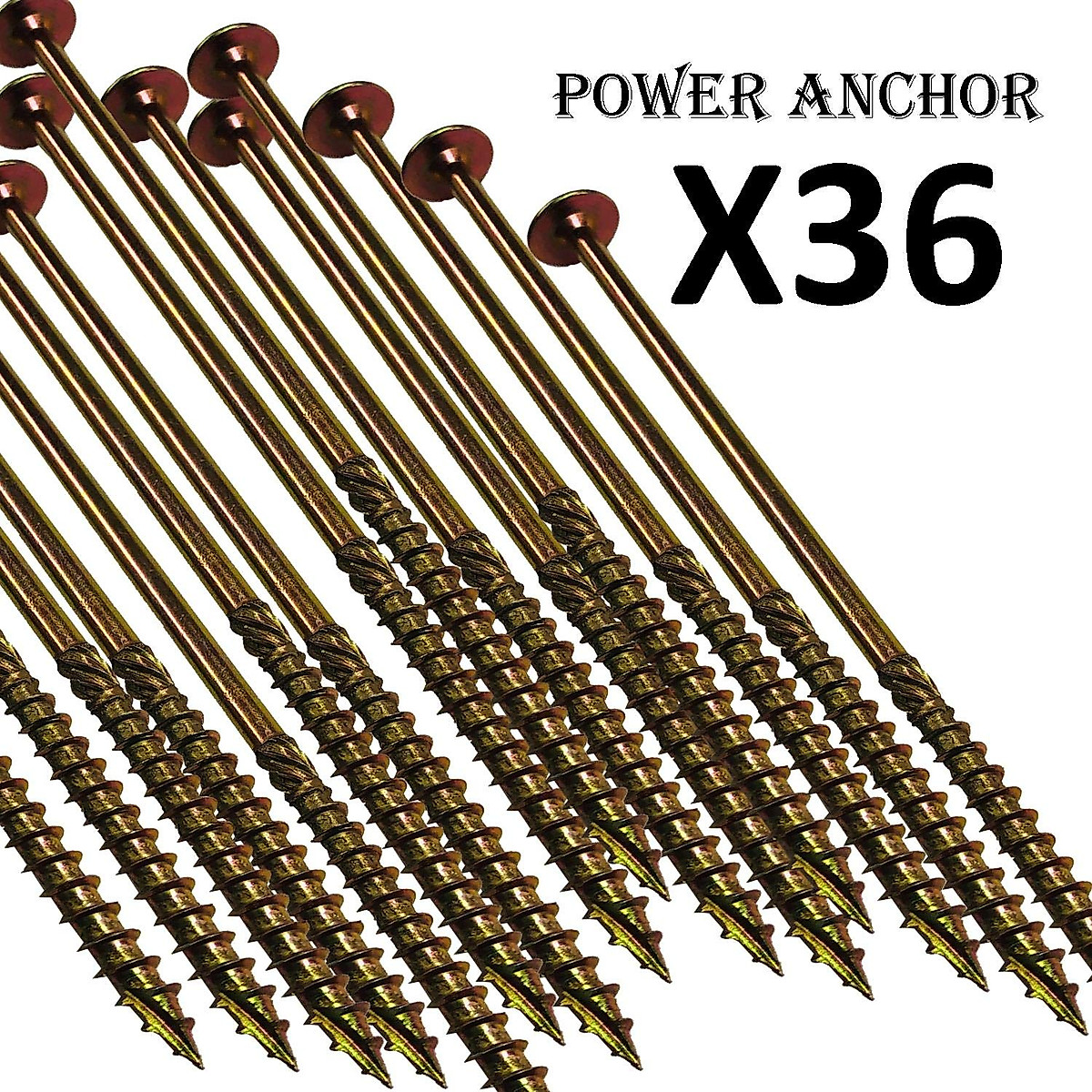 Keyfit Tools Power Anchor (36 Pk) Landscape Edging Artificial Synthetic Turf Stake Drill in Anchors Curves Turns Ends & Where Edging Needs Extra Anchoring Staples Spikes Nails 10 inch Self Drilling